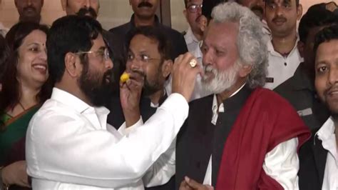 Maharashtra Cm Eknath Shinde Celebrates Outside Official Residence In