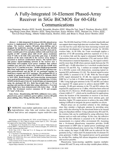 pdf a fully integrated 16 element phased array transmitter in sige