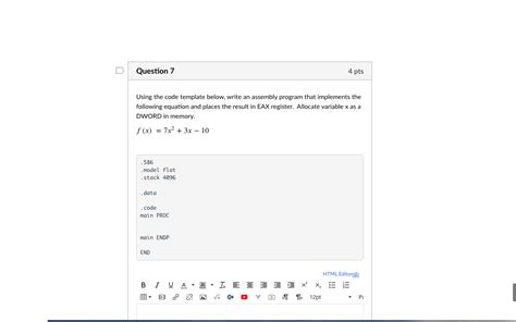Solved Question 7 4 Pts Using The Code Template Below Write