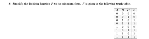 Solved 8 Simplify The Boolean Function F To Its Minimum