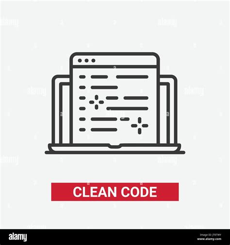 Clean Code Modern Single Vector Line Design Icon Stock Vector Image Art Alamy