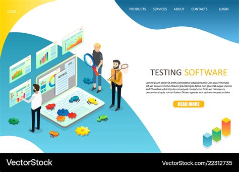 Testing Software Landing Page Website Royalty Free Vector