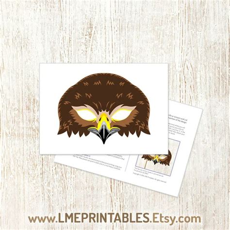 Falcon Hawk Mask Printable Halloween Golden Eagle Paper Masks Etsy