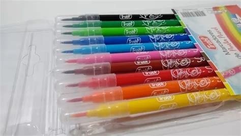 Marcador Trabi Punta Pincel X 10 Colores Ideal Lettering