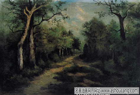 张充仁风景油画丛林小径欣赏 名画油画网