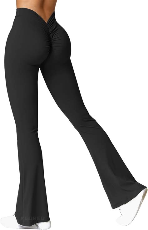Yeoreo Scrunch Flare Leggings V Back Butt Lifting Wide Leg High Waist