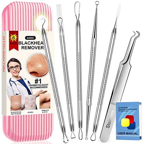 Blackhead Remover Tools Blackhead Extractor 6 Pack Pimple Popper Tool Kit For Removing