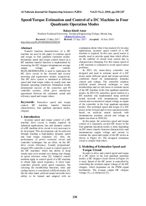 Pdf Speedtorque Estimation And Control Of A Dc Machine In Four