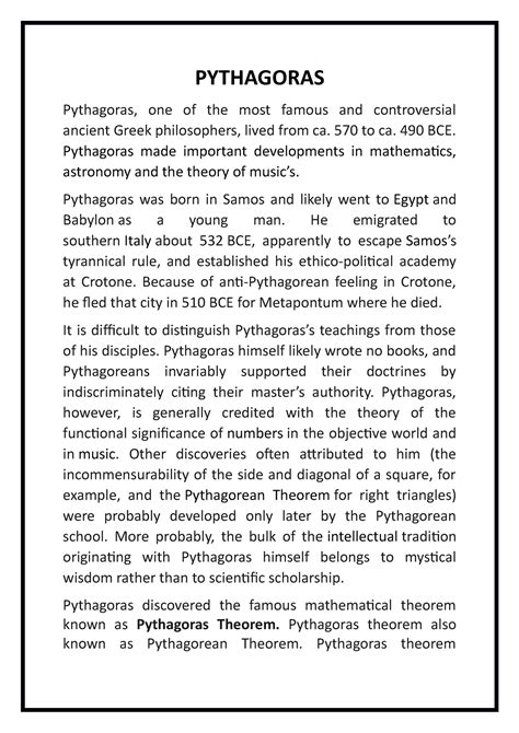 Maths Simple Maths Theorem Pythagoras Pythagoras One Of The Most