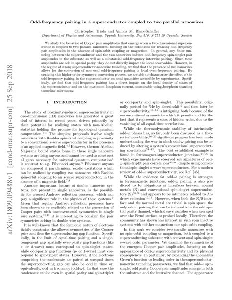 Pdf Odd Frequency Pairing In A Superconductor Coupled To Two Parallel Nanowires