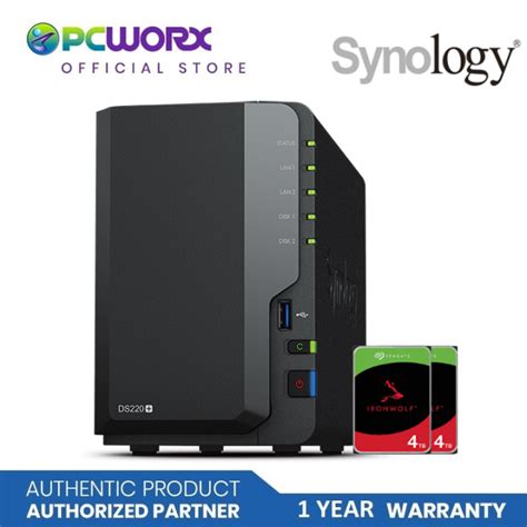 Synology DS220 2GB 2 Bay NAS 2pcs 4TB Seagate Ironwolf Synology