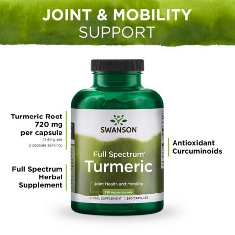 Swanson Full Spectrum Turmeric 240 Caps Joint And Brain Support 720 Mg