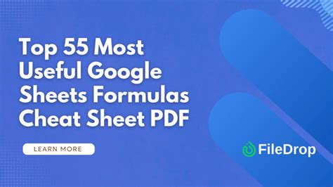 Top Most Useful Google Sheets Formula Cheat Sheet