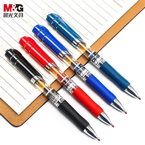 晨光 按动中性笔水笔学生用考试碳素黑色水性签字笔芯0 5mm按压式k35子弹头墨蓝红笔 蓝色4支 融创集采商城