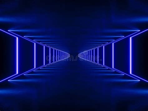 Blue Lighting With Interior Empty Space 3d Rendering Stock