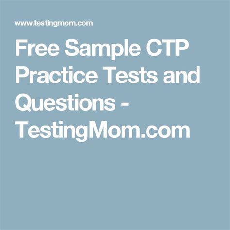 Free Sample CTP Practice Tests And Questions TestingMom Com Practice Testing Test Guide