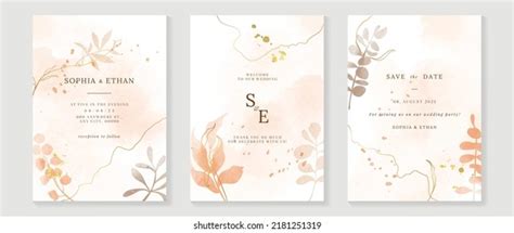 고급 가을 웨딩 초대장 템플릿 금색 스톡 벡터로열티 프리 2187568057 Shutterstock