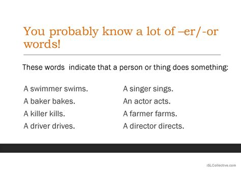 The Suffixes Er And Ee General Voc English Esl Powerpoints