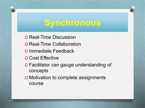 Synchronous And Asynchronous Learning Ppt