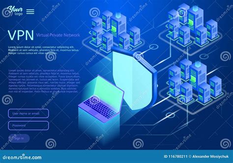 Assicuri Il Concetto Virtuale Della Rete Privata Illustrazione