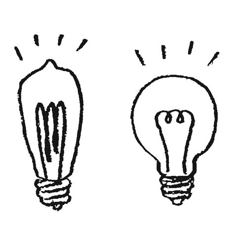 裸電球のイラスト（png） えんぴつ素材