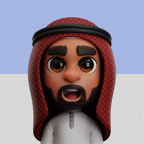 투명 한 배경에 고립 된 3d 아바타 그림 사우디 아라비아 남자 프리미엄 Psd 파일