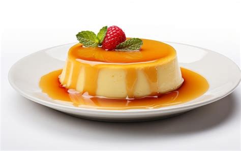 Premium Photo Traditional Flan On White Background