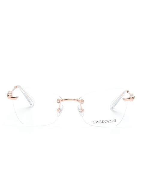 Swarovski Crystal Embellished Rimless Glasses Pink Editorialist