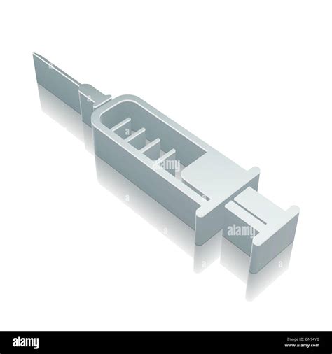 Healthcare Icon 3d Metallic Syringe With Reflection Vector Illustration Stock Vector Image