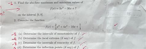 Solved 1 ﻿find The Absolute Maximum And Minimum Values