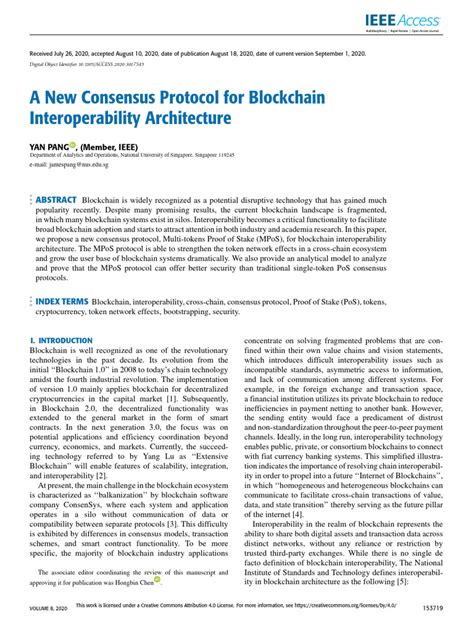 A New Consensus Protocol For Blockchain Interoperability Architecture