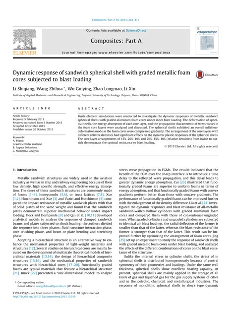 PDF Dynamic Response Of Sandwich Spherical Shell With Graded Metallic