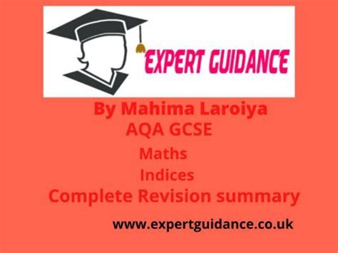 Gcse Maths Indices Complete Revision Summary Teaching Resources