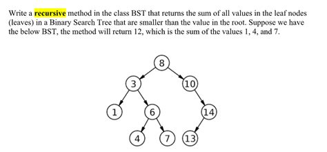Solved Write A Recursive Method In The Class Bst That