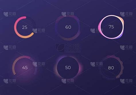 用于调节的控制旋钮。仪表板 Ui 和 Ux 工具包。控制中心设计。进度条。温度控制