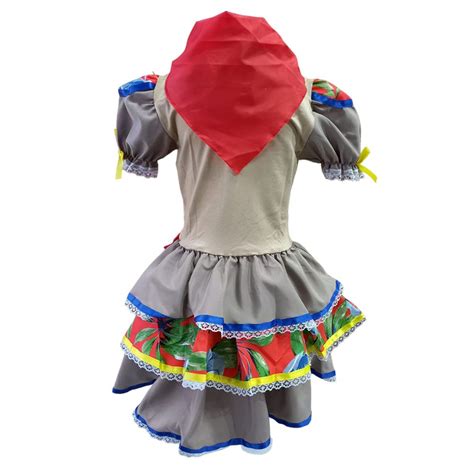 Fantasia Maria Bonita Vestido Cangaceira Infantil Festa Junina Regional