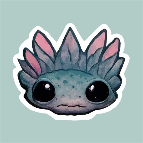 귀여운 Axolotl 수채화 그림 스티커 Kawaii Axolotl 그림 클립 아트 프리미엄 벡터