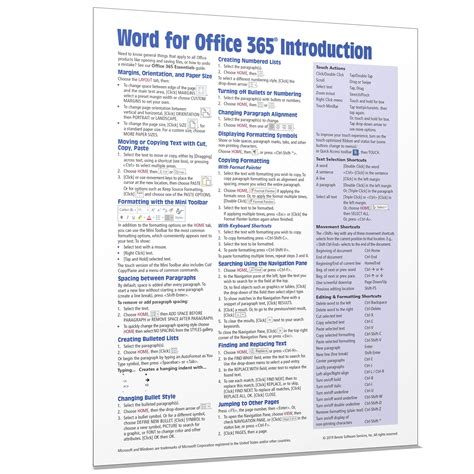Mua Word For Microsoft 365 Office 365 Introduction Quick Reference Guide Windows Version
