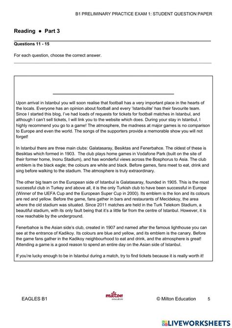B1 Pet Cambridg Free Interactive Worksheets 6614576