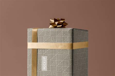 Premium Psd Wrapped Present With Cute Pattern Mockup
