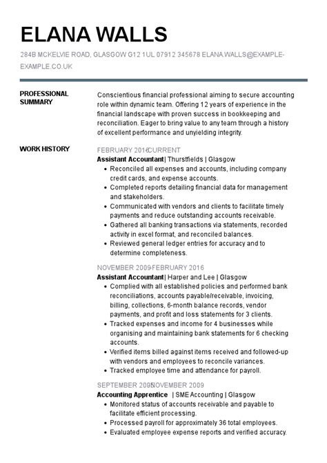 Top Assistant Accountant CV Examples MyPerfectCV
