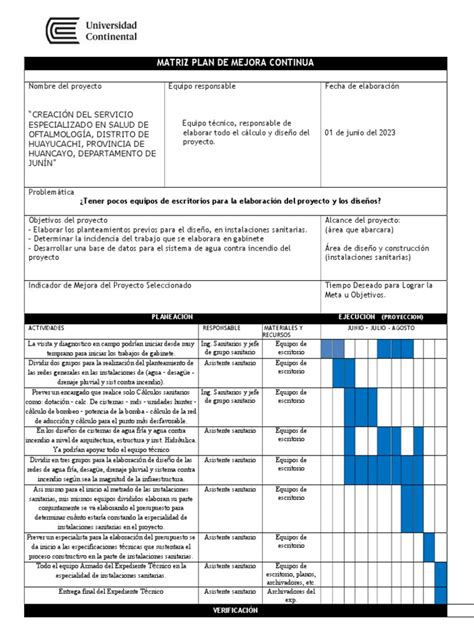 Matriz Plan De Mejora Continua Quintana Marin Jesus A Pdf