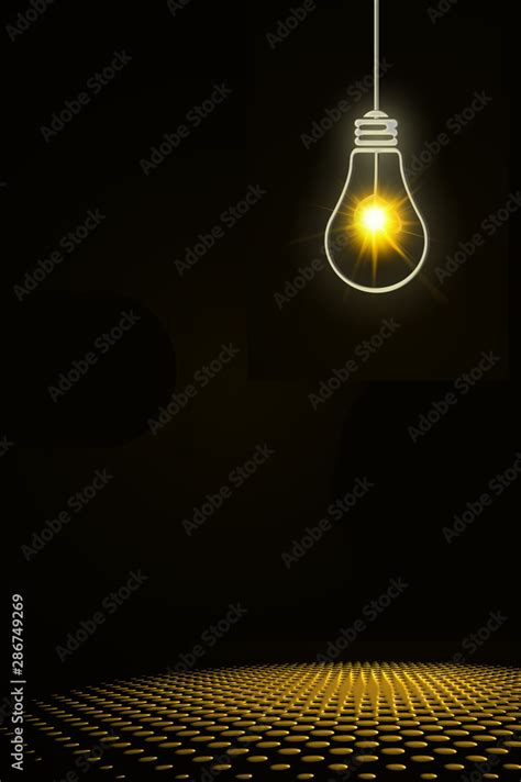 Bombilla luz lámpara fondo negro para escribir texto Stock