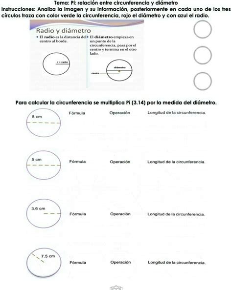 SOLVED hola me ayudan por fis Tema Pi relación entre circunferencia Y diámetro Instrucciones