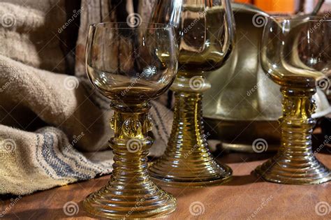 Empty Antique German Glassware Old Dutch Style Rummer Or Roemer