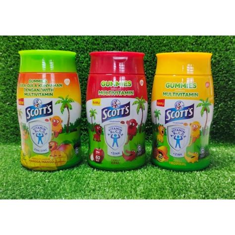 Scotts Gummies Multivitamin 60s Apple Tropical Fruits Mango Shopee