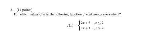 solved 11 ﻿points for which values of a is ﻿the following