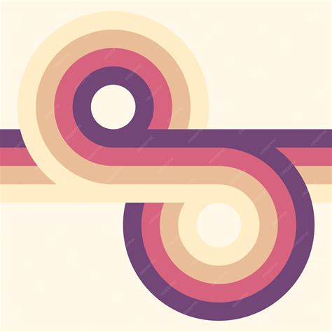 색상 60s 70s 80s 빈티지 벡터 일러스트 레이 션의 둥근 줄무늬 디자인 요소와 간단한 복고풍 배경 프리미엄 벡터
