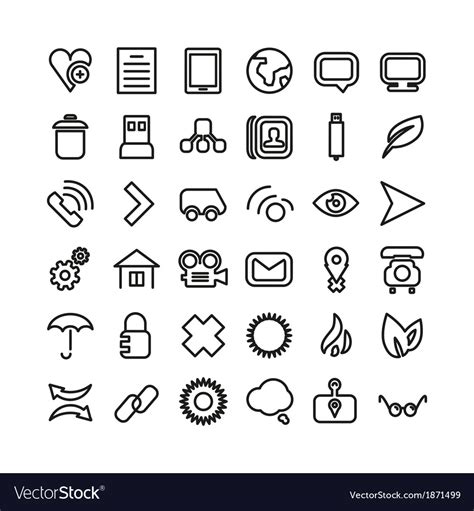 Web Line Icon Set Thin Icons Royalty Free Vector Image
