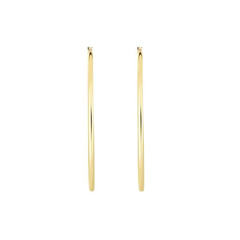 10k Yellow Gold 45x2mm Tube Hoop Earrings With Hinged Clasp Hsn